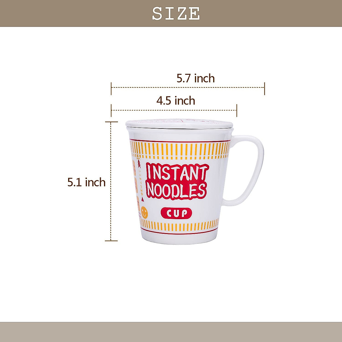 FYUEROPA Ceramic Large Noodle Bowl 20 Oz Soup bowl with Lid (Red)