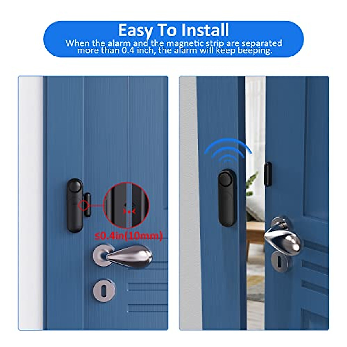 AKOYU Door Alarm Sensor 4in1 - Door Alarms for Kids Elderly Safety , 120 dB Window Alarm Sensors, 4 Modes Open Alarm/Close/Dingdong/Reminder Burglar Alarm for Home Safety Travel Office Shop (2 Pack)