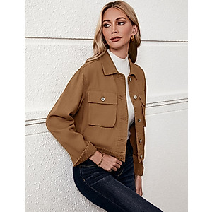 luvamia Light Jean Jacket For Women Light Denim Jacket Denim Tops For Women Chamarra De Mezclilla Para Mujer Brown Jacket Y2K Rodeo Jackets For Women Iced Coffee Size Medium Size 8 10