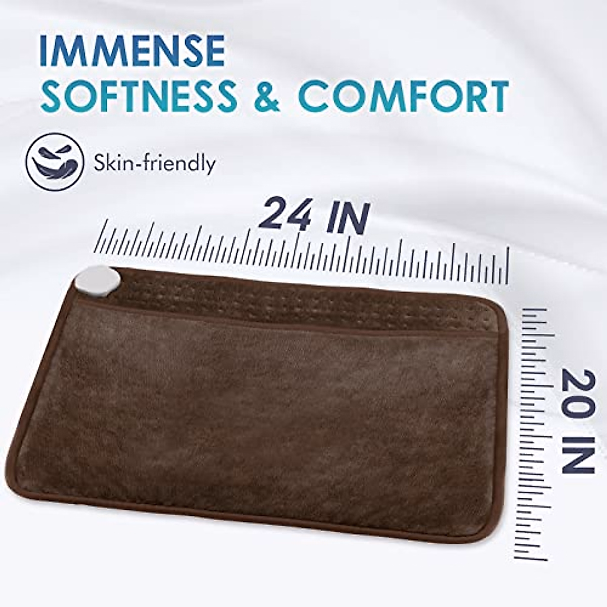 DAILYLIFE Heated Foot Warmers, 20"x24" Electric Heating Pad for Feet with 6 Heat Settings, Overheating Protection, 2 Hours Auto-Off, Machine Washable, Brown