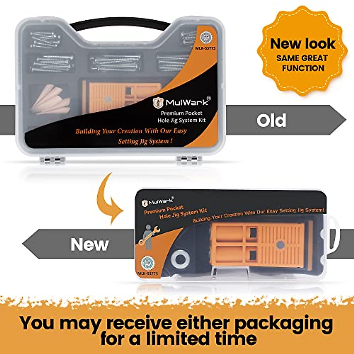 MulWark Mini Wood Pocket Hole Jig Kit - Two Pocket Screw Jig Kit with Drill Guide, Square Driver Bit, Hex Wrench, Step Drill Bit, Wooden Plugs and Screws - Mini Pocket Jig Hole Kit for Joinery Work