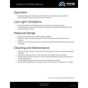 TRiB airCap LF Pressure Gauge for Inflatable SUP, RIB Boat, Kayak, Raft, fits C7/D7 Valves