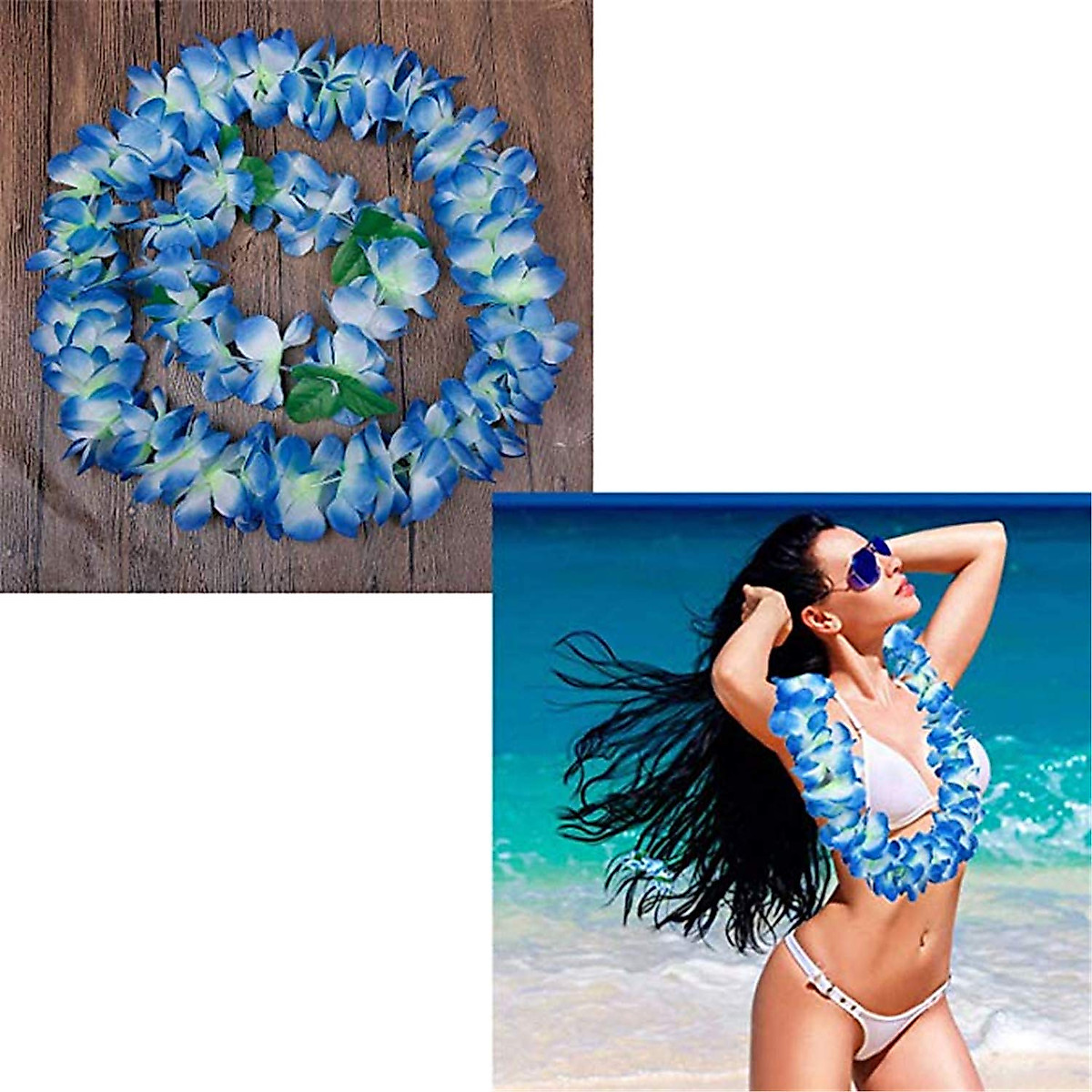 8 Pcs Thicken 41 Inch Hawaiian Leis, 4 Color Lei for Graduation Party, Dance Party, Photo Prop in Outdoors (8 Pcs 4 Color)
