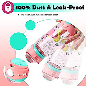 YOYTOO Kids Water Bottle with Straw/Lanyard for School Kids Girls Boys, 22oz BPA Free Child Drinking Water Bottle One-Click-Open Leak-Proof Locking Flip Lid for School Sport Travel (Unicorn)