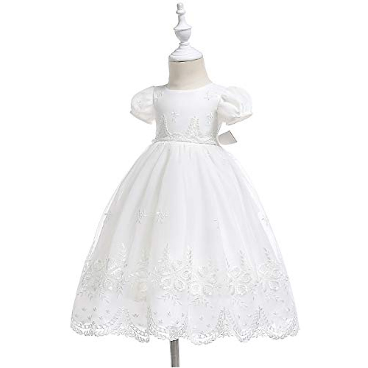 Meiqiduo Baby Girl Christening Dress Baptism Gowns Princess Wedding Party Formal Dresses (3M/0-6Months, Ivory)