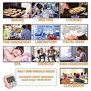 Mitlker Timer for Kids,Kitchen Timer Digital,Magnetic Back,Loud Ring,Stand for Cooking,Classroom,Bathroom,Teachers,Kids (Pink) (JS118)