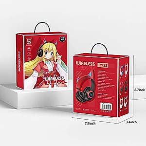 Kids Wireless Headphone Foldable Bluetooth Earphones with Mic Devil Luminous Gaming Headphone for Girls Boys Stereo Cord Over Ear Headset for Volume Adjustable Birthday Gift for Children Teens (Red)