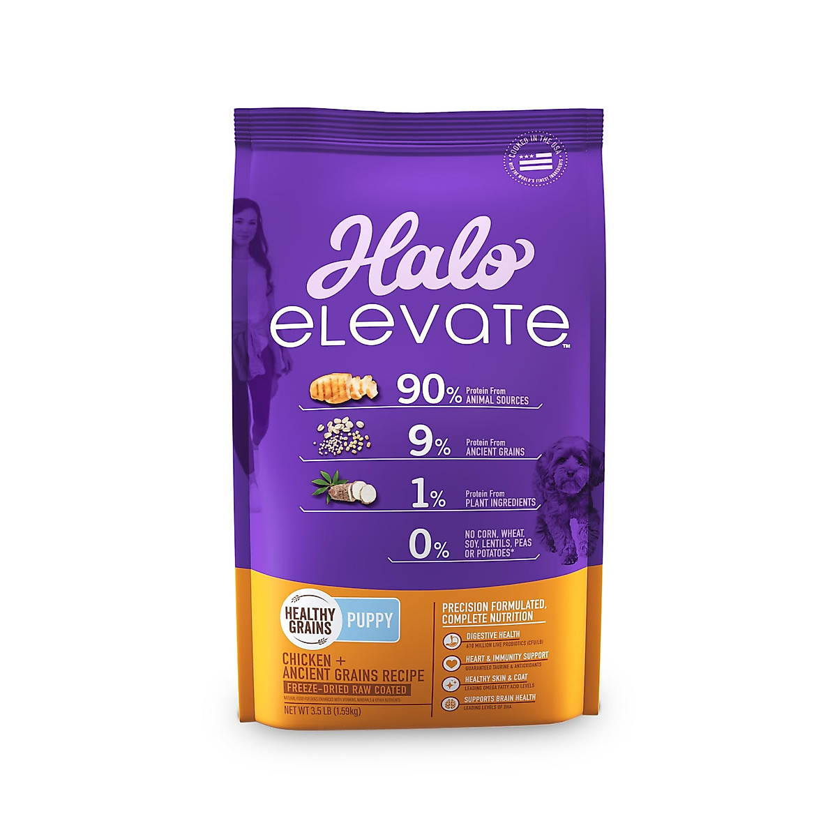 HALO Elevate Dry Dog Food, Healthy Grains Chicken Recipe, Puppy Formula, 3.5lb