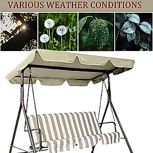 Swing Canopy Replacement Top, Outdoor Patio Swing Canopy Replacement, 3 Seat Swing Canopy Replacement Cover for Porch Patio Garden Seat (Beige/64 * 44 * 5.9)