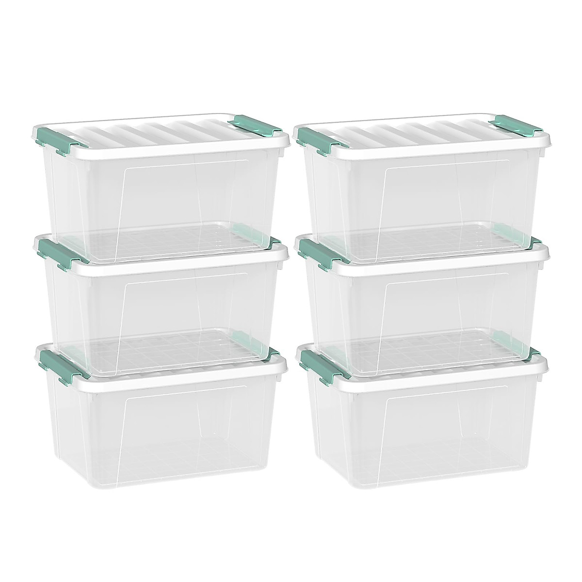 Buyitt 6-Pack Clear Plastic Storage Boxes, 20 Quart Plastic Storage Bins with Lids