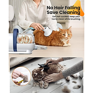 oneisall Cat Vacuum Brush for Shedding Grooming, Low-Noise Pet Grooming Vacuum for Cats Long Short Haired, Cat Grooming Brush for Loose Fur and Undercoat, Pet Hair Removal Between Seasons