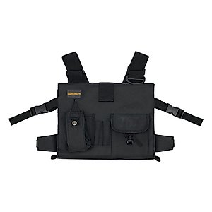 Gig Gear Two Hand Touch Tablet Chest Harness for iPad and Samsung Tablets - Rugged Tablet Carrying Case with Strap and Compartments - Heavy Duty iPad Chest Mount for 12.9 Inch Mobile Device (Black)