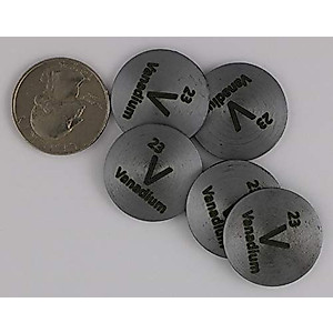 Vanadium (V) 24.26mm Metal Disc 99.9% Pure for Collection or Experiments