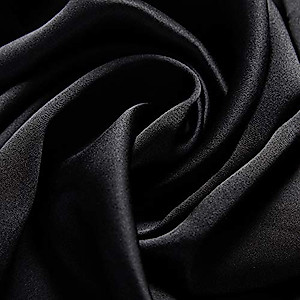 Womens Silk Satin Pajamas Set Sleepwear Loungewear Black L