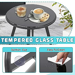 Wildformers 3 Pieces Bistro Set, Woven Rope Chair with Cushions, All Weather Patio Conversation Set and Side Table, Ideal for Deck, Balcony, Poolside, Grey