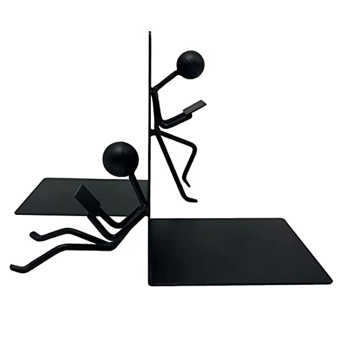 Ottimo Heavy Duty Metal Unique bookends for use as Bookshelf Decor, Home, Office or Kitchen Shelves. Unique, Cute and Decorative Book Stopper to Hold Books, Great Gift Idea (Black)