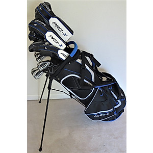 Mens Complete Golf Set - Ti Driver, Fairway Wood, 3,4,5 Hybrids Irons, Sand Wedge, Putter & Stand Bag Right Handed Regular Flex