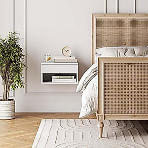Nathan James Jackson Modern Floating Bedside Nightstand with Drawer, 1, White