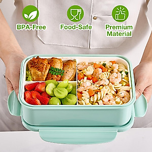 Mfacoy 3 Pack Bento Boxes for Adults/Kids, 1100 ML Bento Lunch Box With Spoon & Fork, Lunch Box Containers, Bento Box for Dining Out, Work, Picnic, BPA-Free, Microwave & Dishwasher Safe