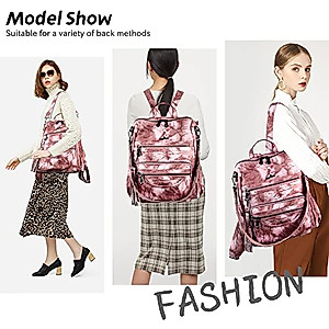 Backpack Purse Women PU Leather ladies fashion shoulder bag Casual Tassel Zipper Angel Kiss Backpacks(Pink)