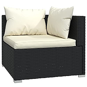 WHOPBXGAD 6 Piece Patio Lounge Set Deck Furniture,Gardens Patio Furniture,Designed for use on lawns, terraces, poolsides, patios and Gardens,with s Poly Rattan Black