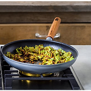 GreenPan Mayflower Pro Hard Anodized Healthy Ceramic Nonstick, 8" Frying Pan Skillet, Vintage Wood Handle, PFAS-Free, Induction, Charcoal Gray