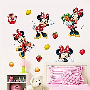 SchwartsCount-Minnie Mouse Wall Decals, Minnie Mouse Wall Stickers, Disney Minnie Wall Decals, Removeable Vinyl Cartoon Peel and Stick Large Sticker