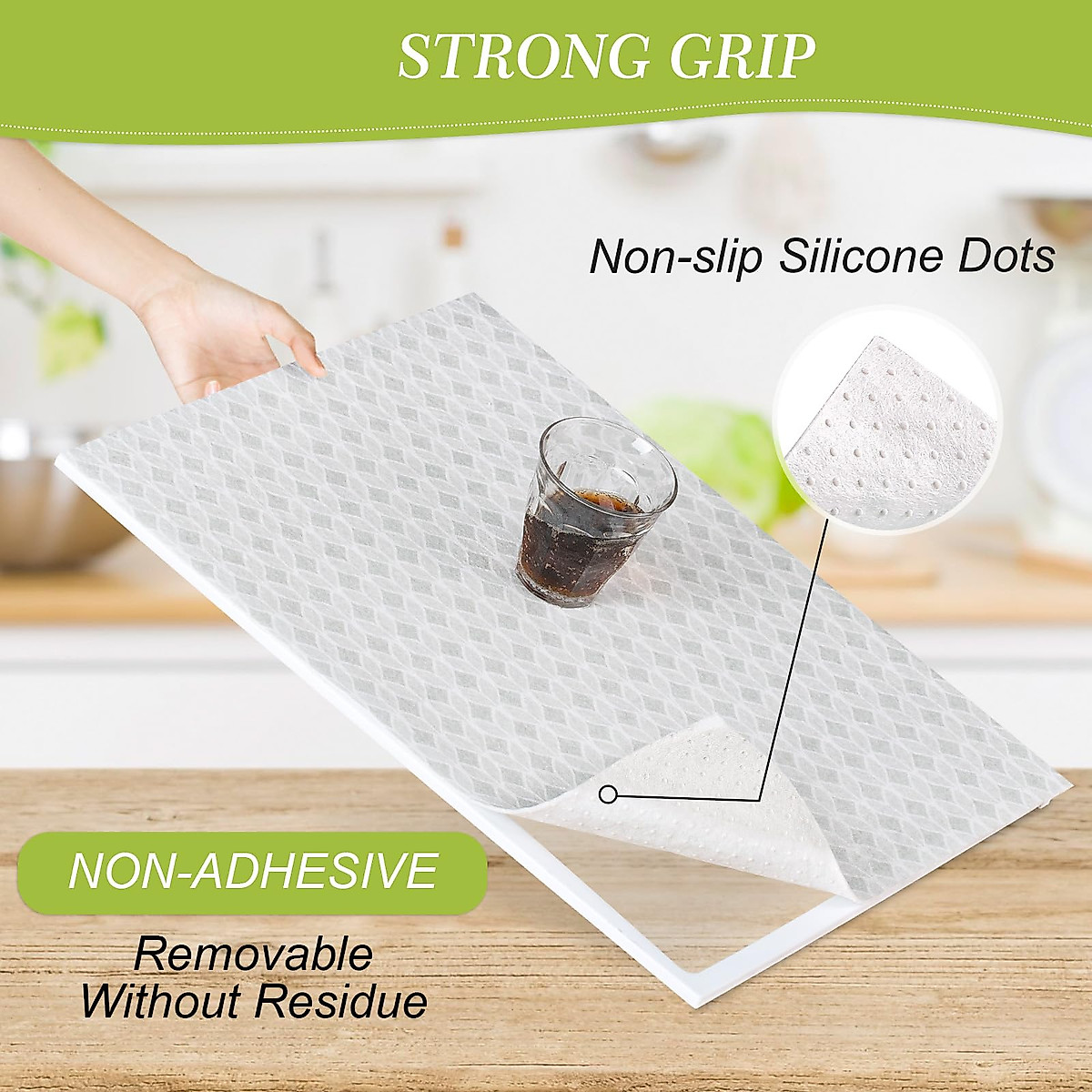 Cooyes Refrigerator Liners, Non-Slip Fridge Liners Washable, Absorbent Refrigerator Shelf Liner for Kitchen Cabinets, Non-Adhesive Refrigerator Mats Fridge bin Liners 12" x 24", 6Pcs