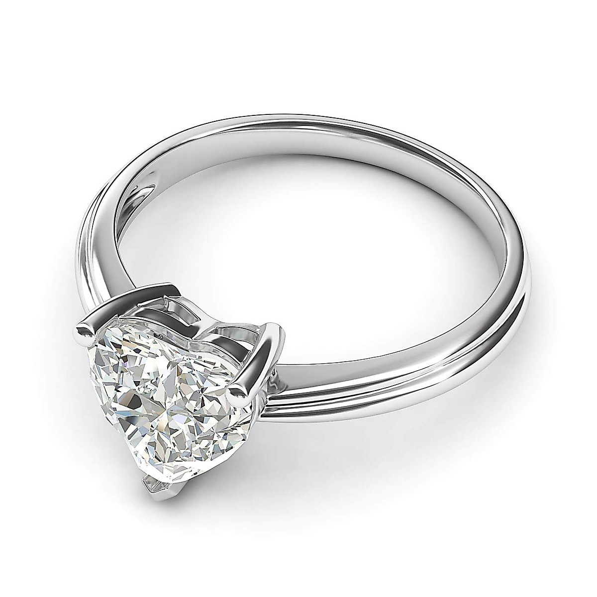 Sterling Silver Simulated Heart-shaped Diamond Engagement Ring Raised Shank Promise Bridal Ring (5)
