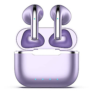 YHT Wireless Earbuds, Bluetooth 5.3 Headphones with 4-Mics Clear Call and ENC Noise Cancelling, Bluetooth Earbuds Wireless Headphones, Ear Buds Wireless Bluetooth Earbuds for iPhone Android (Purple)