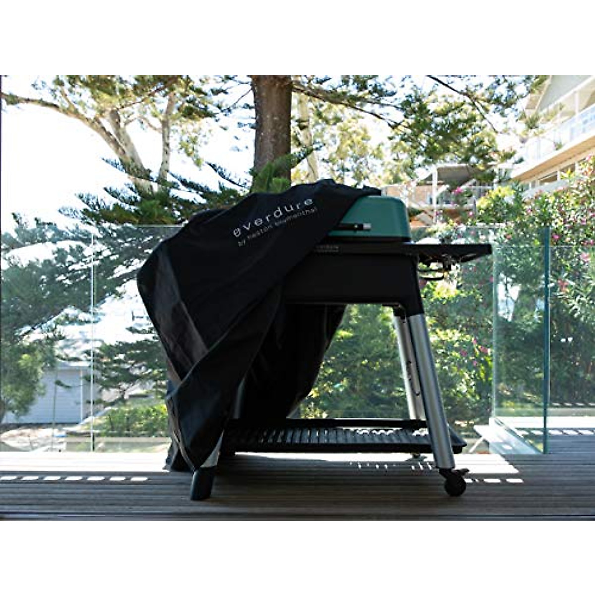 Everdure Grill Cover for Force 2-Burner Propane Gas Grill, Long Cover with Durable Velcro Straps, Waterproof Lining and 4 Season BBQ Grill Protection, Black, 46.3”L x 29.3”W x 42”H