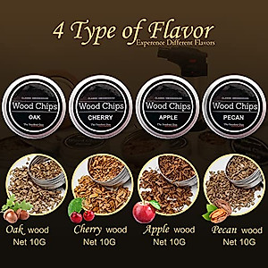 Cocktail Smoker Kit with Torch Whiskey Smoker Kit with 4 Flavors Wood Chips for Cocktails Whiskey Bourbon Cheese & Meats Gifts for Men Boyfriend Husband Dad (No Butane)