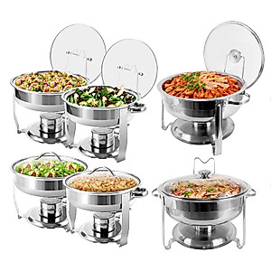 BriSunshine 2 Packs 4QT Stainless Steel Chafing Dish Buffet Set and 4 Packs 3 QT Chafing Dish Buffet Set Combo