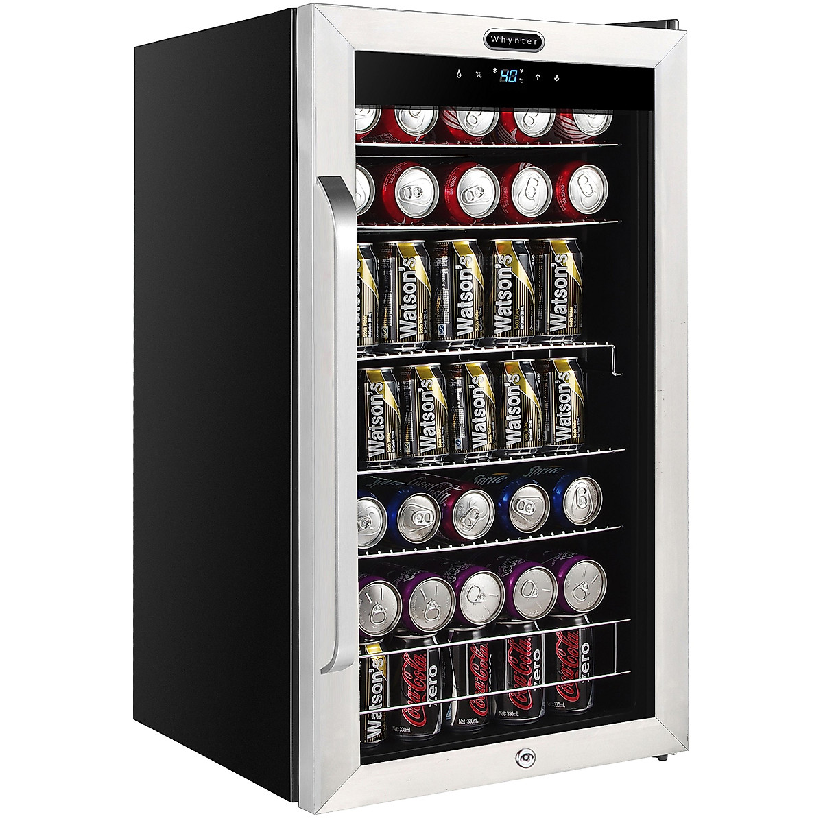 Whynter BR-1211DS Freestanding 121 Can Digital Control and Internal Fan & FWC-341TS 34 Bottle Freestanding Wine Refrigerator with Display Shelf and Digital Control, Stainless Steel, One Size