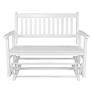 Shine Company 4215WT Torrey Outdoor 2 Person Glider Loveseat | Patio Glider Bench for Indoor/Outdoor – White