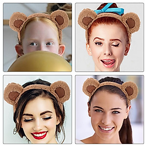 Beaupretty 3pcs Bear Ears Headband Halloween Animal Cosplay Headwear Party Prop Favors for Women Girls Brown