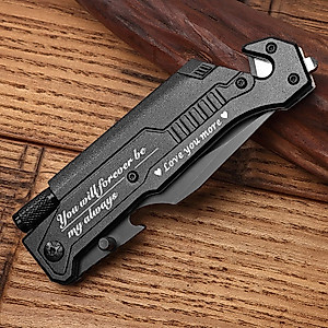 KetDirect Personalized Engraved Folding Knife for Boyfriend Husband from Girlfriend Wife - for Anniversary Christmas Birthday Valentines Thanksgiving - Mens Pocket Knives for Camping Fishing Hunting