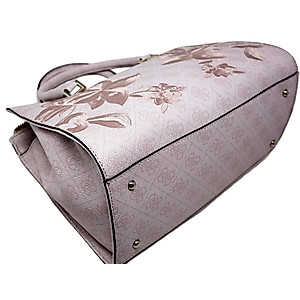 GUESS Women's Britta Logo Floral Embroidery Satchel Crossbody Bag Handbag - Cement