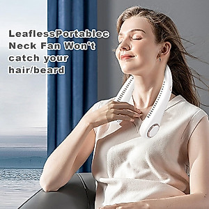 Coastacloud Portable Neck Fan, Rechargeable Turbo Bladeless Fan, 3 Speeds Adjustment 360° Cooling Airflow, Hands Free Wearable Personal Fans for Outdoor Travel Office