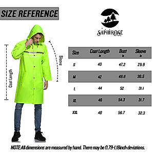 Mens Long Hooded Safety Rain Jacket Waterproof Emergency Raincoat Poncho(Green,XXL)
