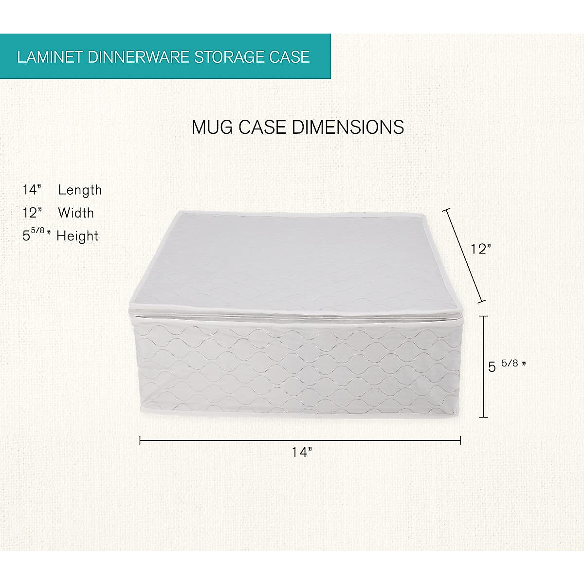 LAMINET 6 Piece Quilted Dinnerware Storage Starter Set - Includes 4 Plate Cases, 1 Cup Case & Platter Case - White
