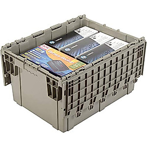 Distribution Container With Hinged Lid, 28-1/8x20-3/4x15-5/8, Gray
