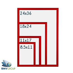 BNV Aluminum Front Load Snap Poster/Picture Frame, Red, 16x20 Inches, 1'' Profile, Wall Mounting, Portrait and Landscape Mode, Easy Installation, Anti-Glare, PVC Cover, Lightweight