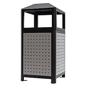 Diggettio 15 Gallons Garbage Can Indoor and Outdoor Trash Can Stainless Steel Commercial Waste Container Garbage Enclosure with Ashtray, Grey