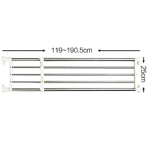 Baoyouni Adjustable Closet Tension Shelf Rod Expandable Clothes Hanging Rail Pole Dividers Wardrobe Space Saving Storage Organizer Ivory, 46.85-75 Inches