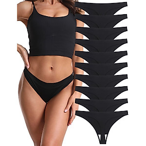 Summth Seamless Thongs for Women Underwear Black Thong Panties V-shaped Thong No Show Thong Underwear Size X-Large