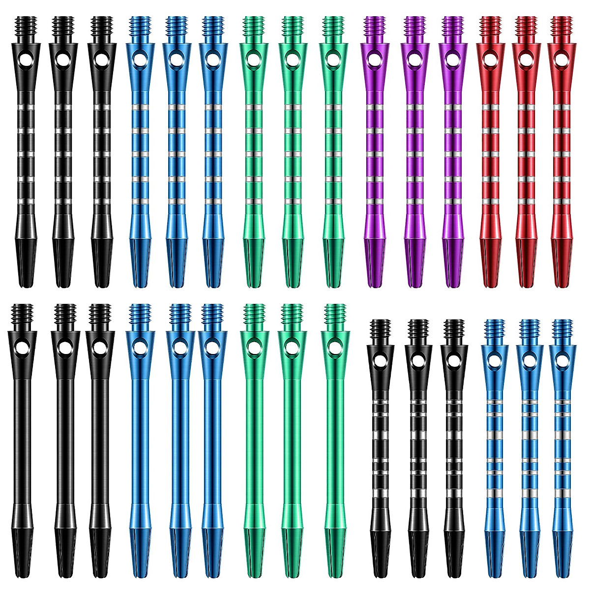 30 Pcs Dart Shafts for Steel Tip Medium 2BA Thread Aluminium Alloy Dart Stems 50 mm 53 mm with Rubber Rings Replacement Harrows Dart Accessories and Flights(Classic Style,Multi Colors)