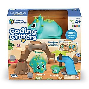 Learning Resources Coding Critters Rumble & Bumble - 23 Pieces, Ages 4+, Educational Learning Games, Screen-Free Early Coding Toy For Kids, Interactive STEM Coding Pet
