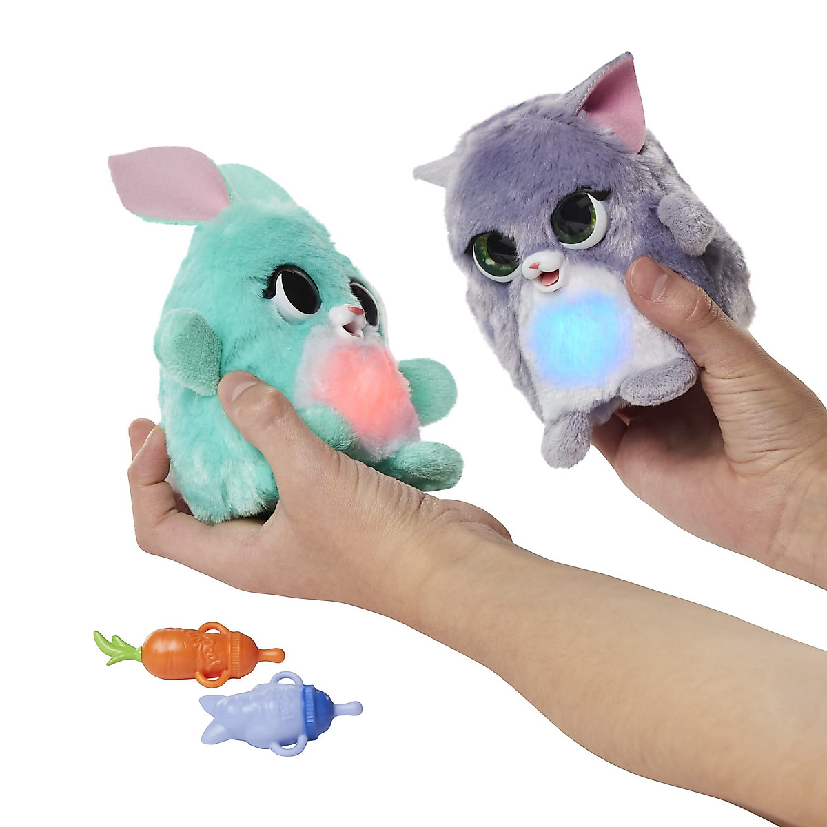 FurReal Fuzzalots Kitty and Bunny Color Change Interactive Feeding Toy, Lights and Sounds, Ages 4 and Up