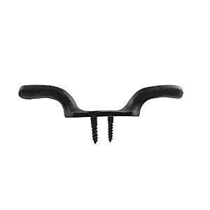 Renovators Supply Manufacturing Cleat Hooks 4 in. Black Wrought Iron Cord Rope Holder for Window Blinds or Flagpoles with Screws Pack of 4